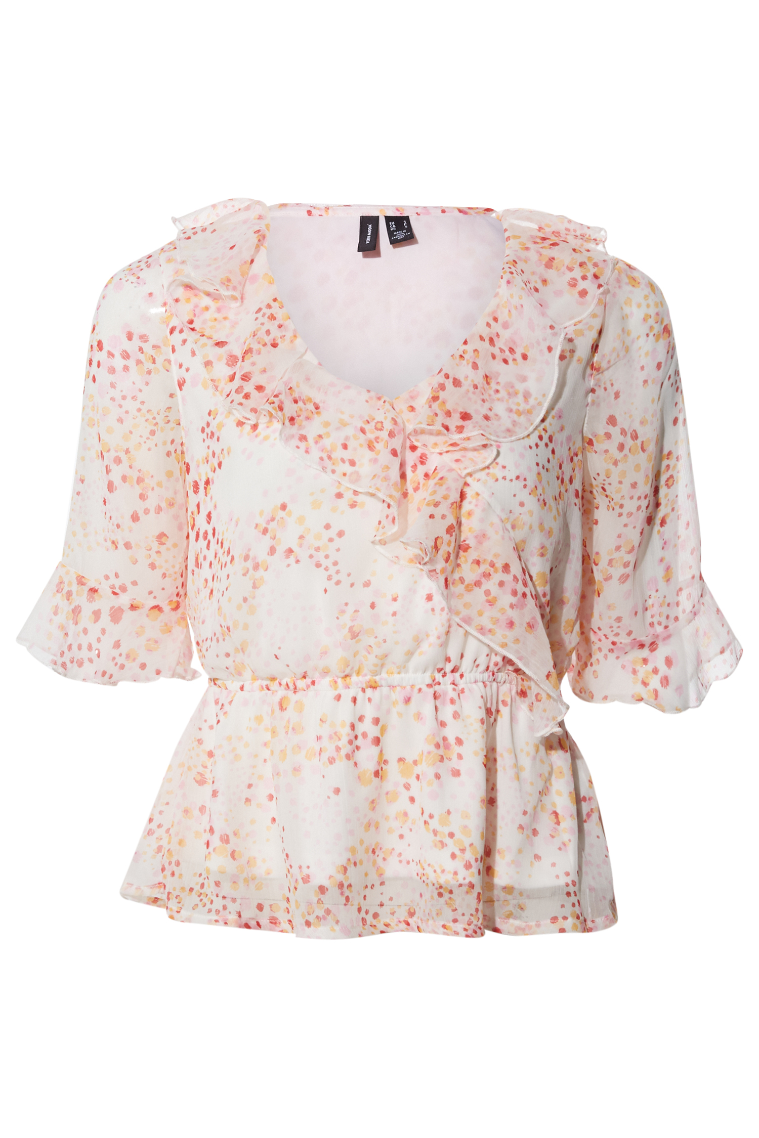 Half Sleeve Wrap Top in White Multi | DAILYLOOK