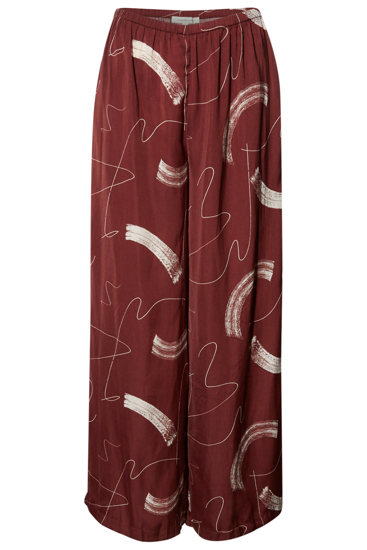 Stroke Print Satin Pants in Wine Multi | DAILYLOOK