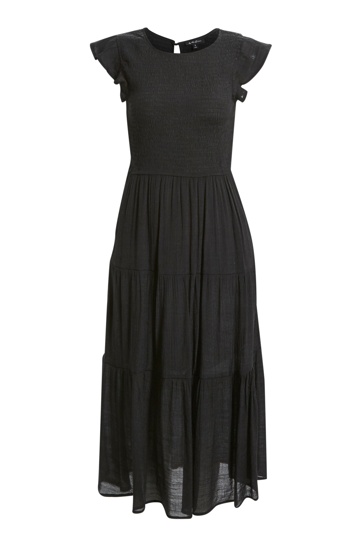 Flutter Sleeve Midi Dress In Black S Dailylook