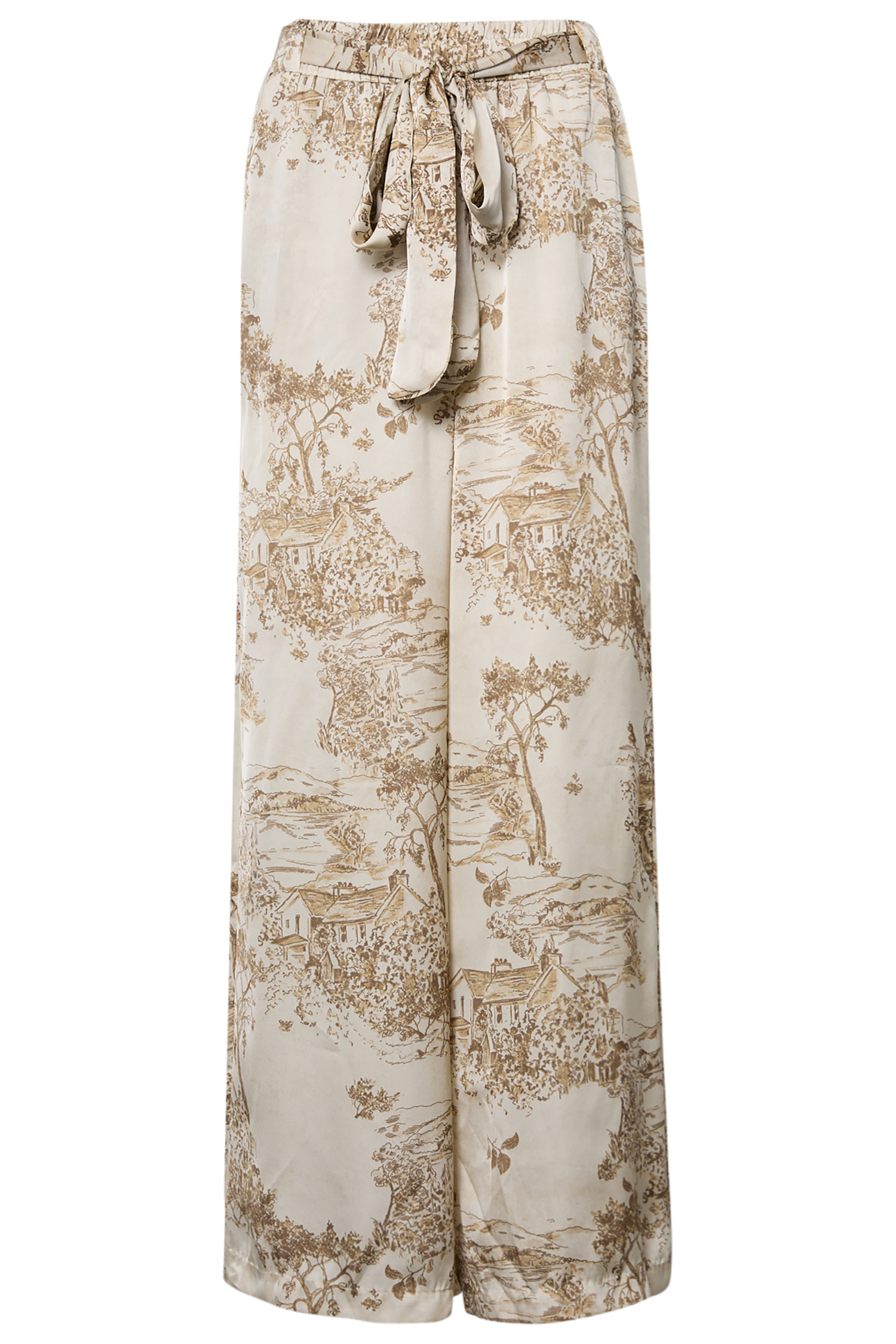 Printed Wide Leg Pants in Cream Multi XS - XL | DAILYLOOK