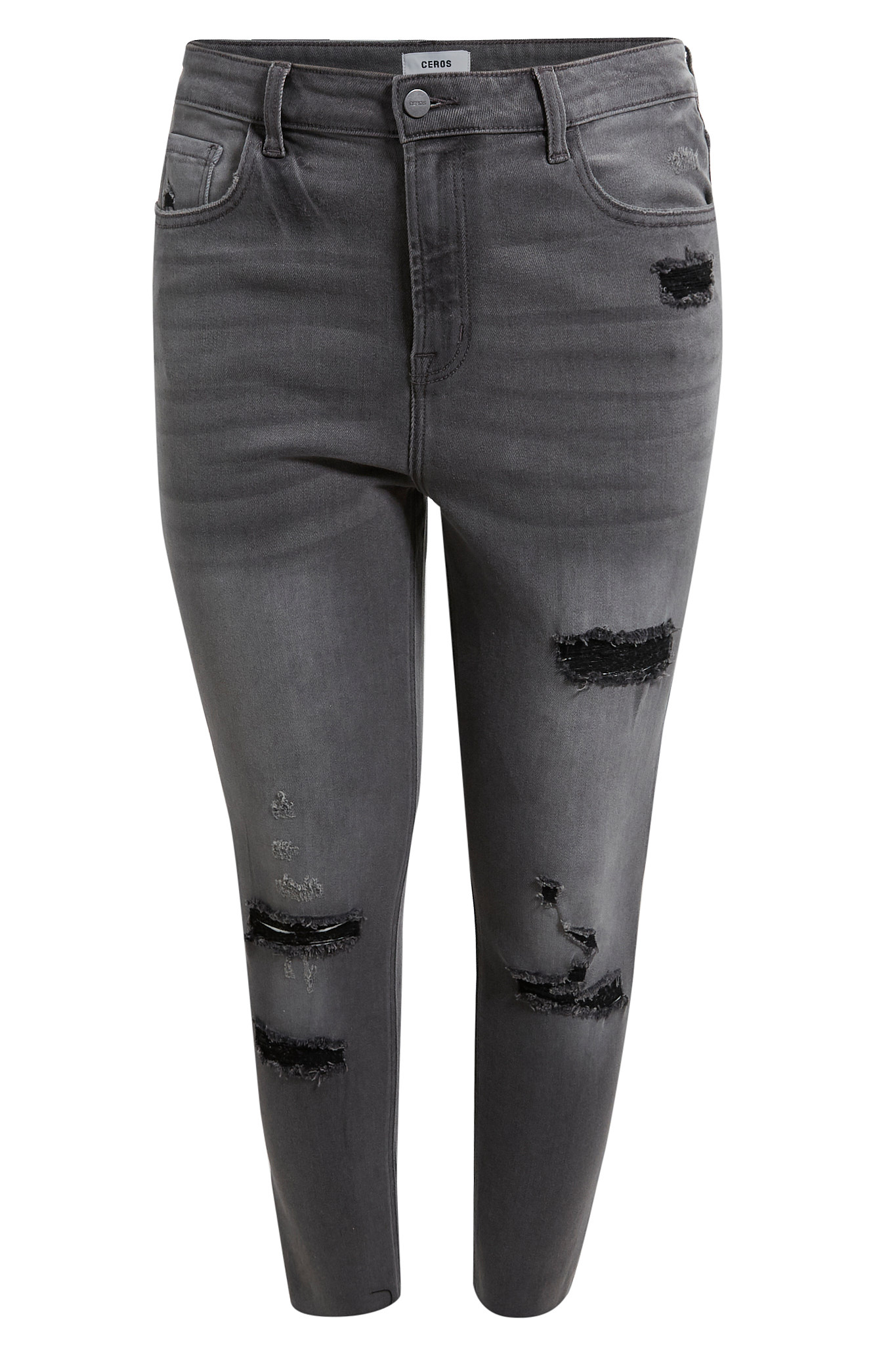 Slim Distressed Denim in Grey 18W - 20W | DAILYLOOK