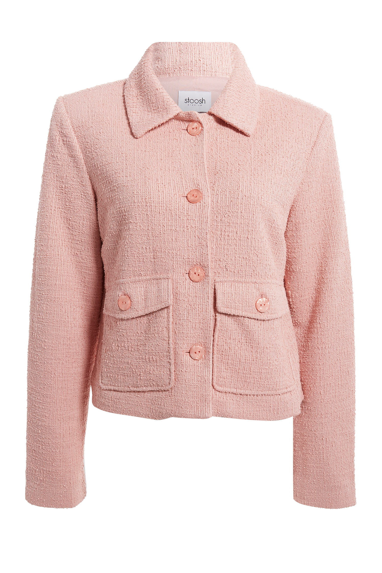 Patch Pocket Textured Jacket in Pink | DAILYLOOK