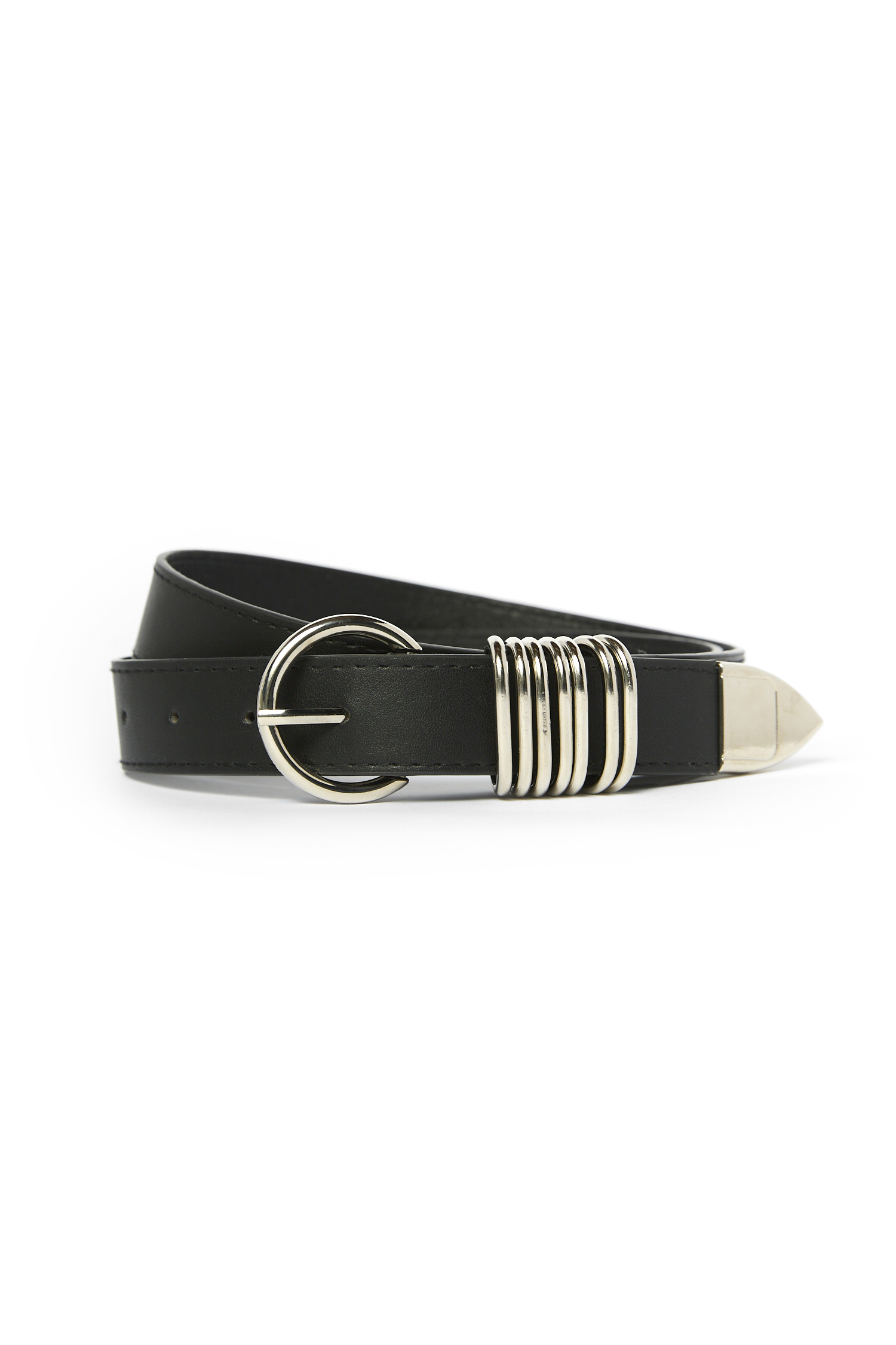 Black Belt with 7 Silver Loops in Black | DAILYLOOK