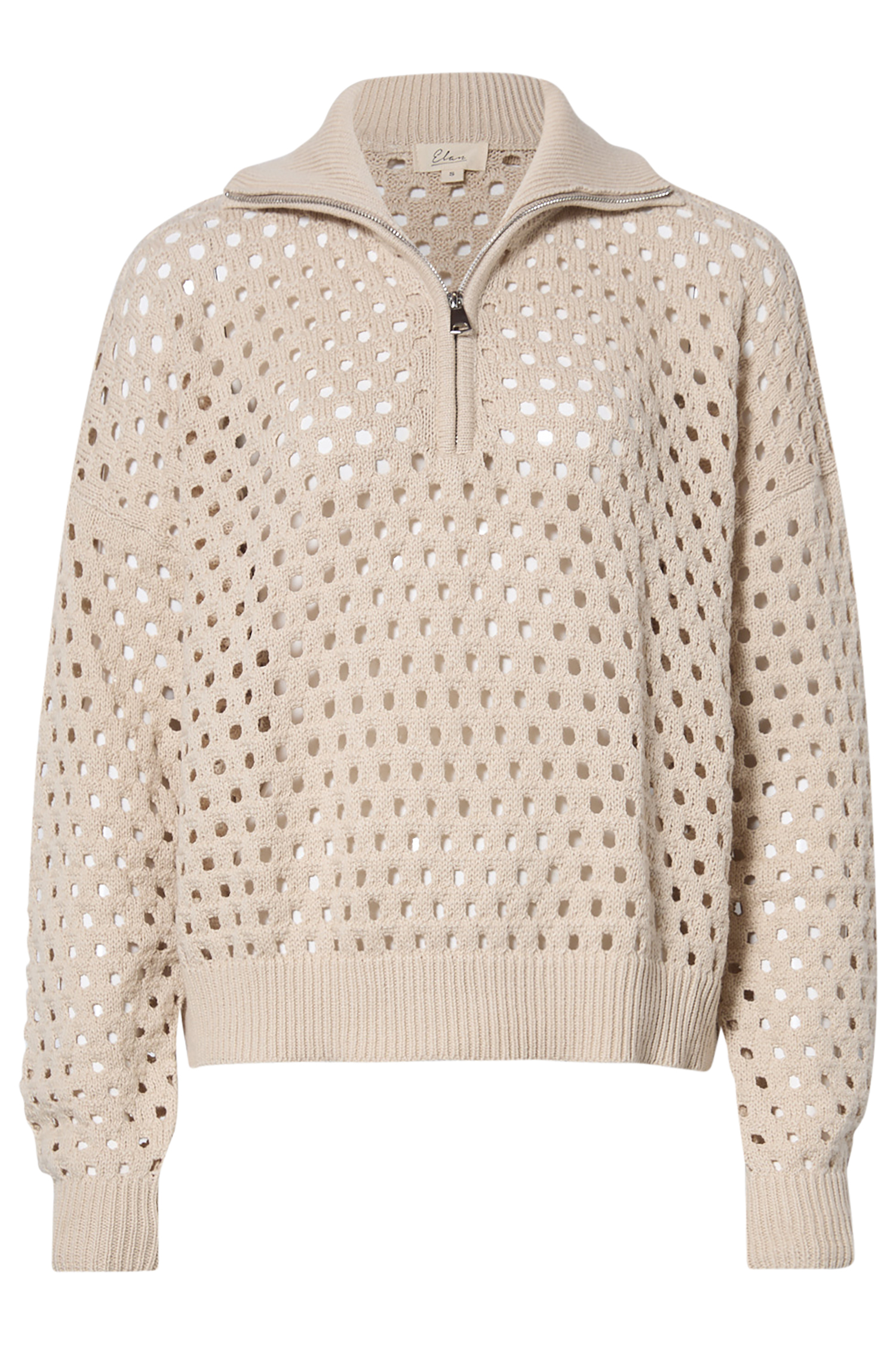 Half Zip Crochet Sweater in Oatmeal S - M | DAILYLOOK