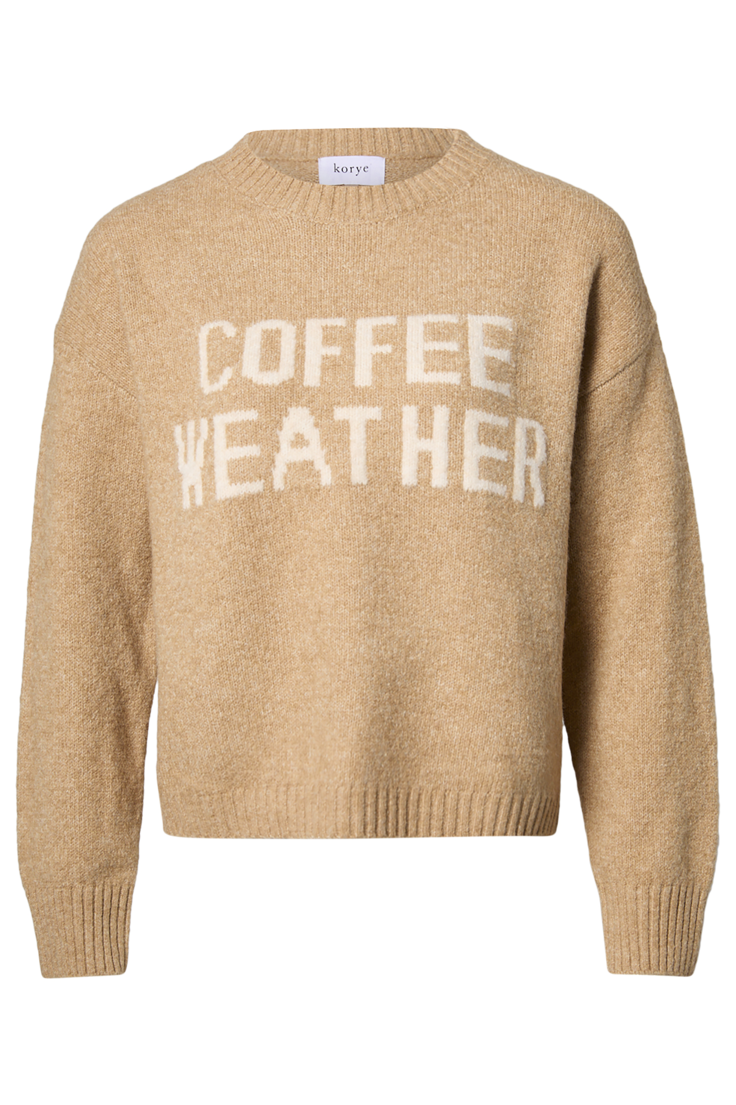 Coffee Weather Verbiage Print Sweater in Tan Multi | DAILYLOOK