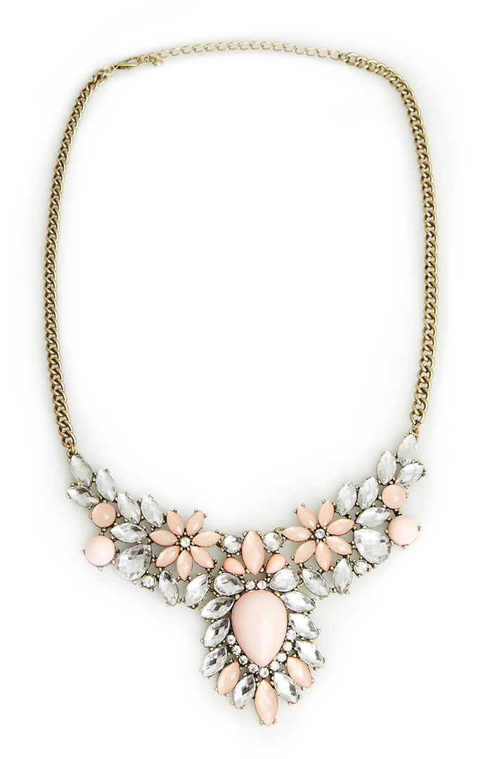 Antiqued Floral Gem Necklace In Pink Dailylook