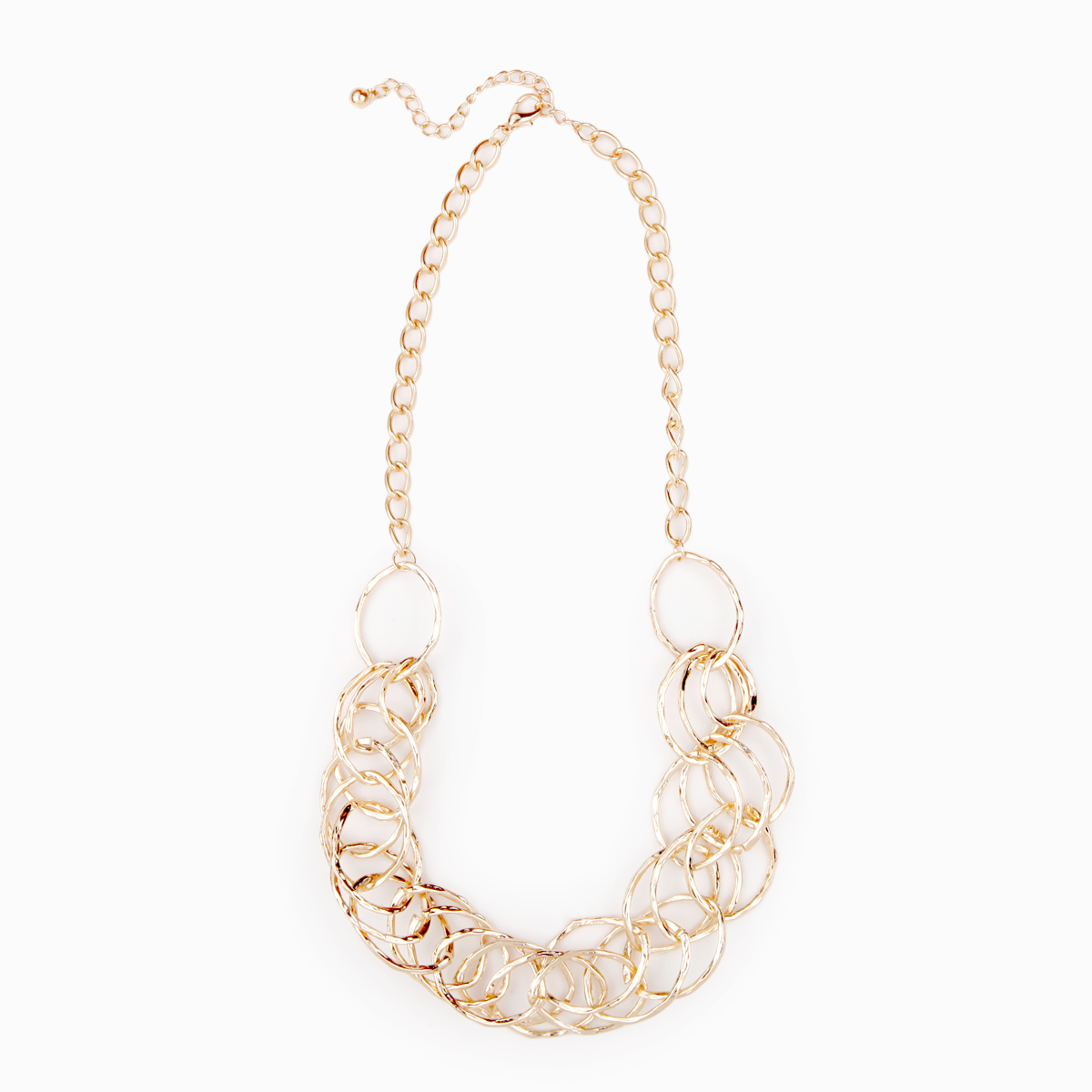Overlapping Ring Necklace in Gold | DAILYLOOK