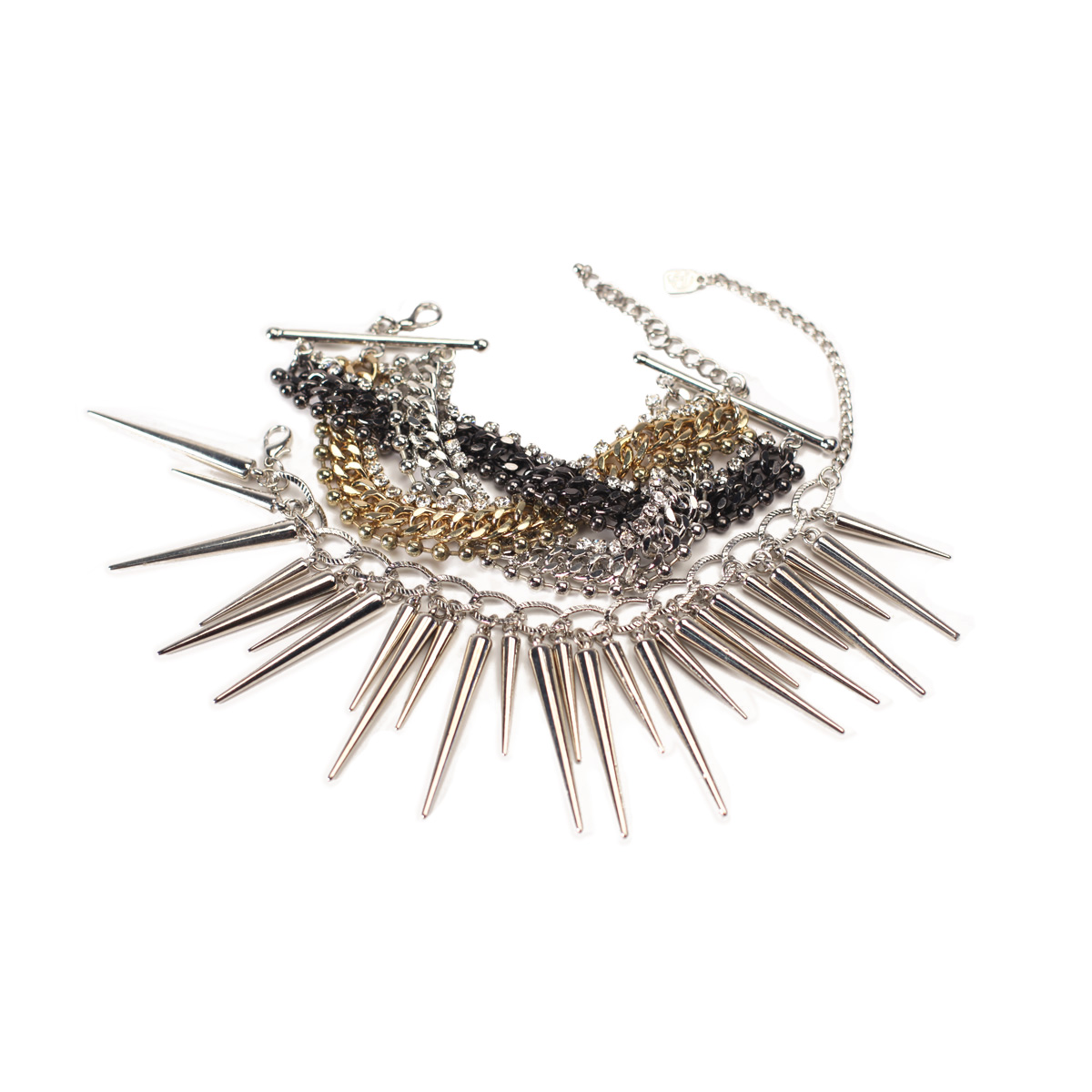 Chain and Spike Bracelet Set in Silver | DAILYLOOK