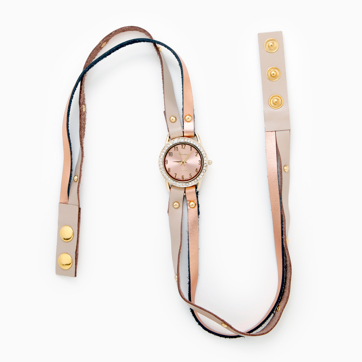 Metallic Stud Wrap Watch in Bronze | DAILYLOOK