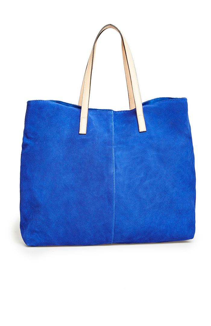 Classic Suede Tote in Blue | DAILYLOOK