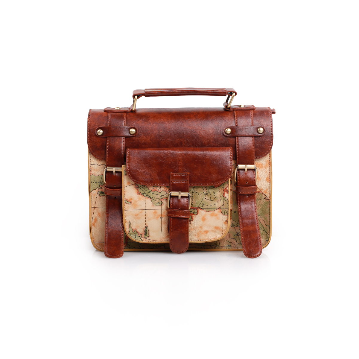 Vintage Map Crossbody Bag in Brown | DAILYLOOK