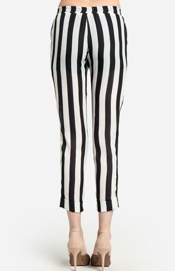 Striped Drawstring Pants in Black/White | DAILYLOOK