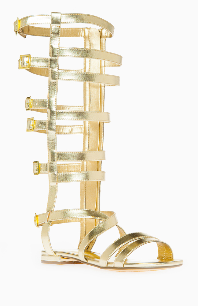 Knee High Gladiator Sandals in Gold | DAILYLOOK