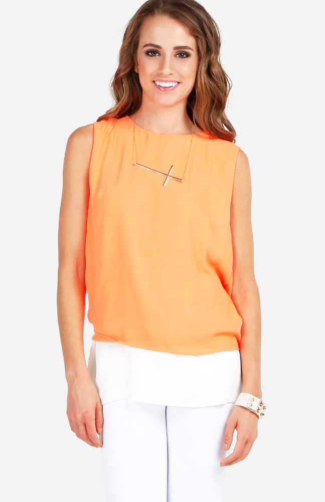Split Back Drape Top in Orange | DAILYLOOK