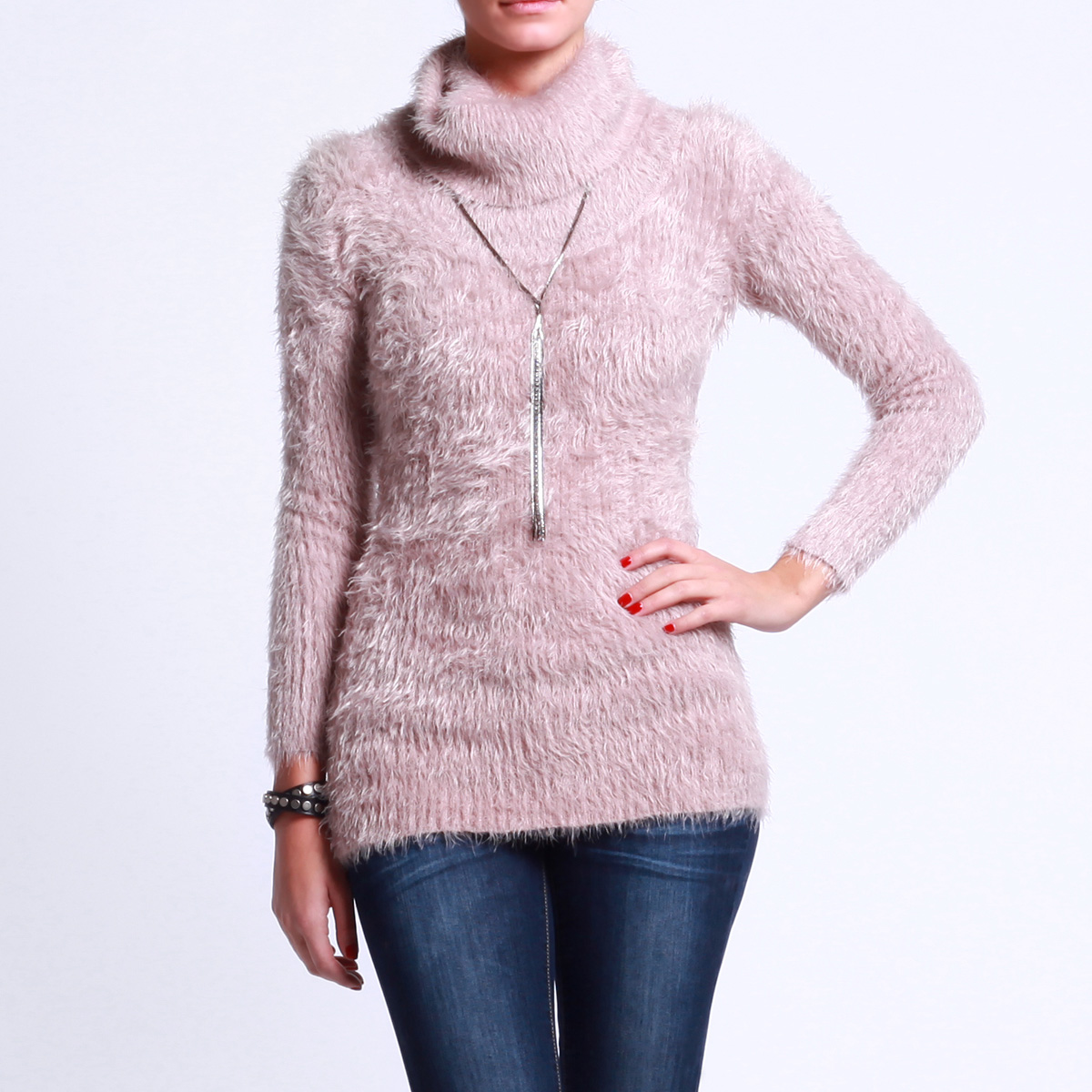 Furry Long Sleeve Turtle Neck Sweater by Freeloader