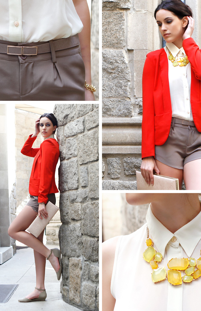 Bright & Happy Coral Classic Neutral Look | DAILYLOOK