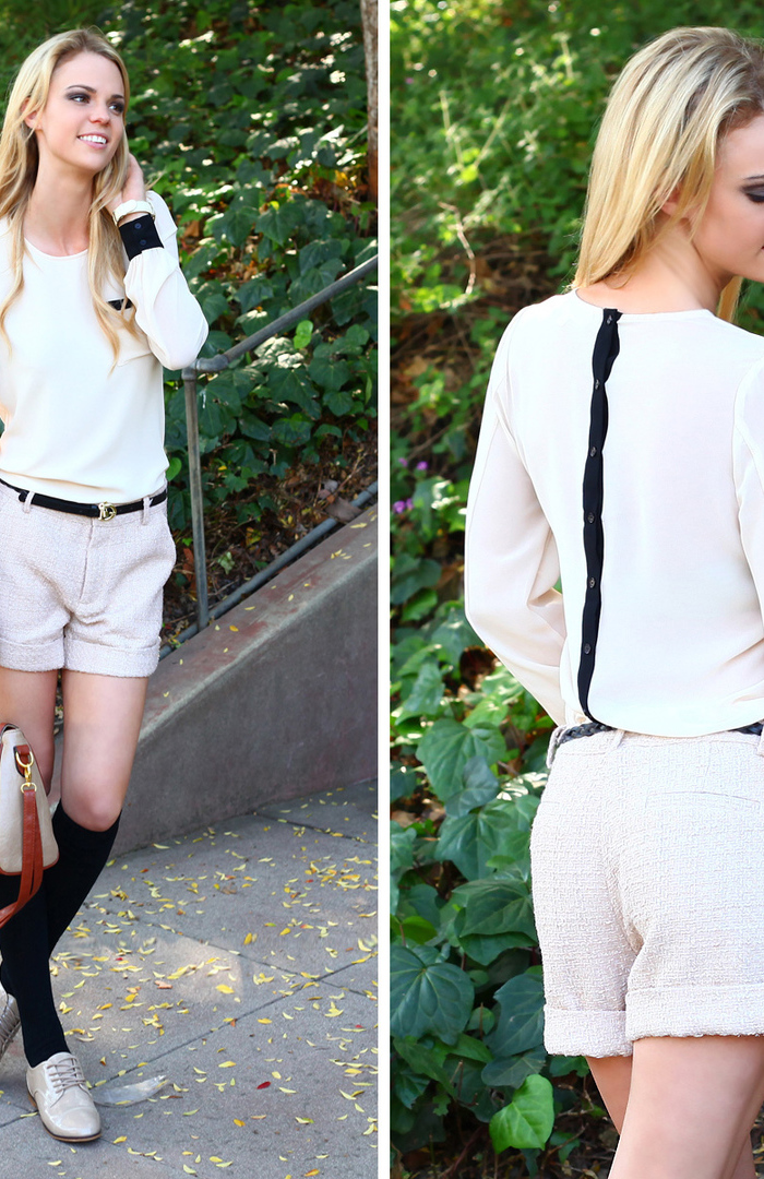 Romantic Tweed Shorts Look | DAILYLOOK