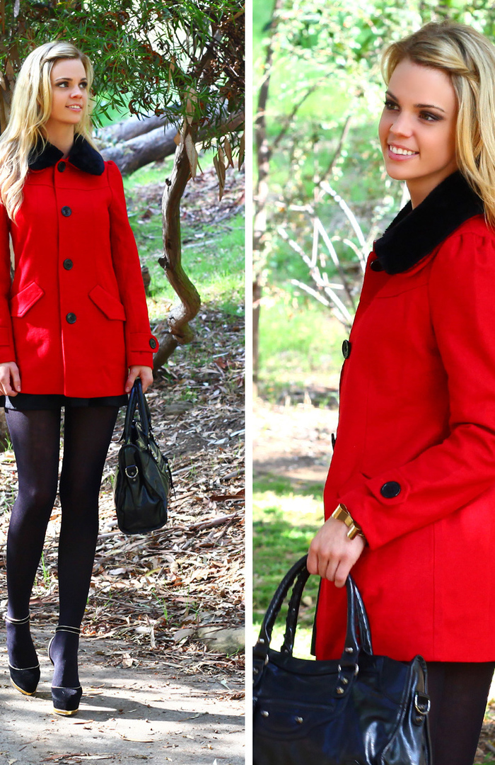 Fabulous Red Coat Look | DAILYLOOK