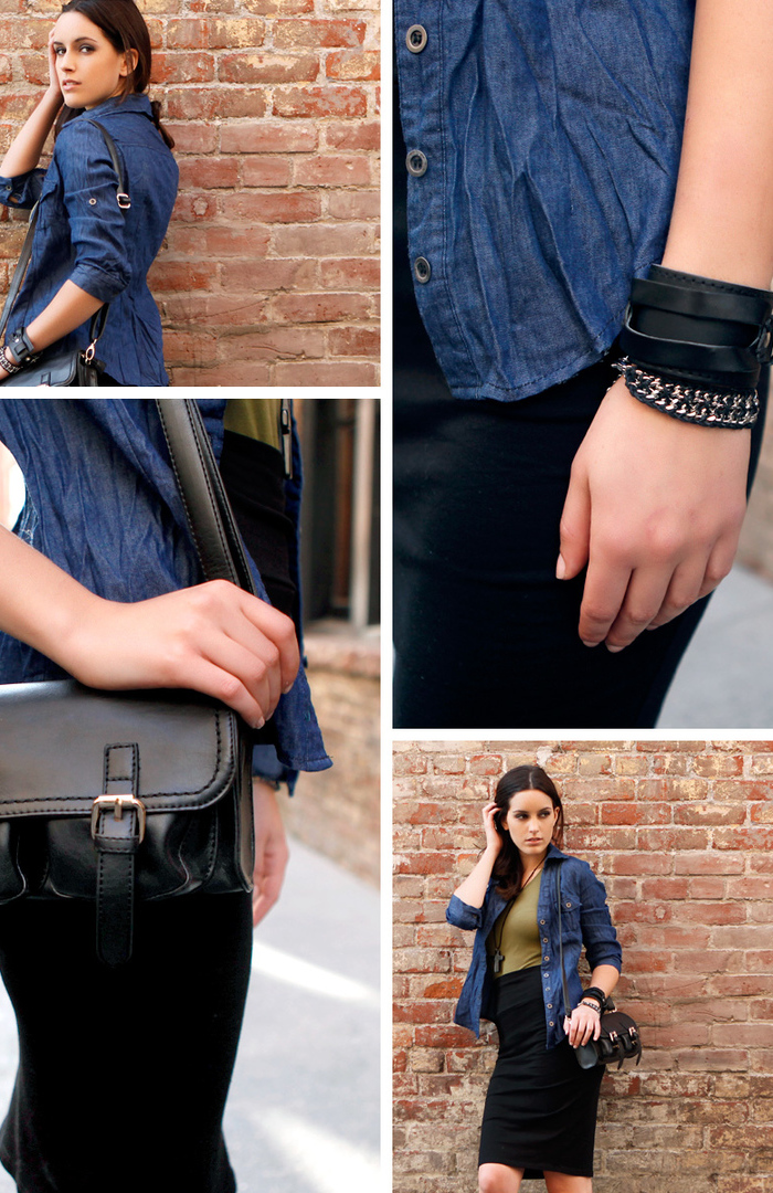 Olive Denim High Waist Mix & Match Look | DAILYLOOK