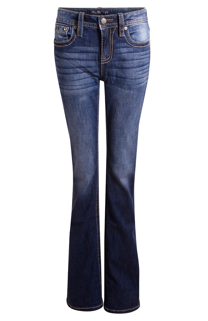 Back Pocket Detail Bootcut Jean in Indigo | DAILYLOOK