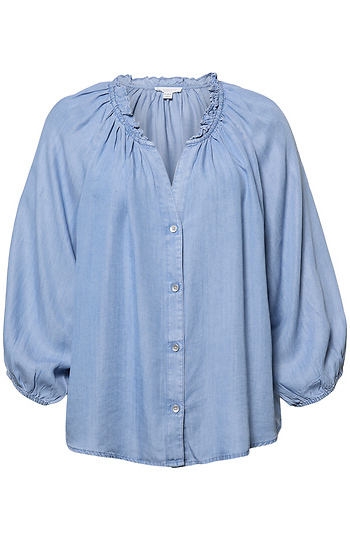 Beach Lunch Lounge V-Neck Blouse in Light Blue XS - XL | DAILYLOOK