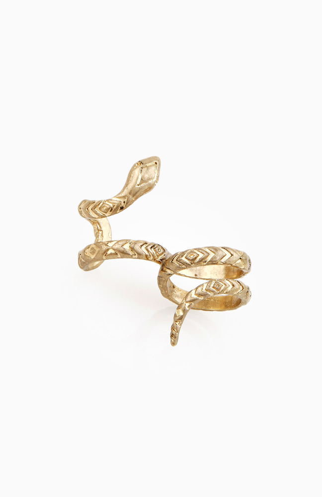 Snake Wrap Double Ring in Gold | DAILYLOOK