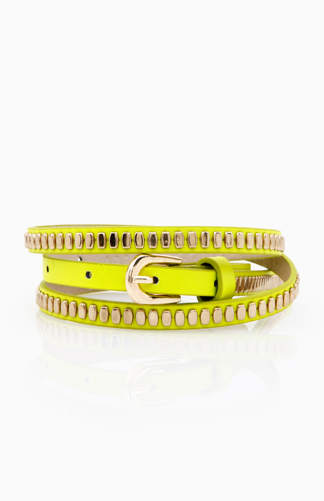 Studded Neon Belt in Green | DAILYLOOK