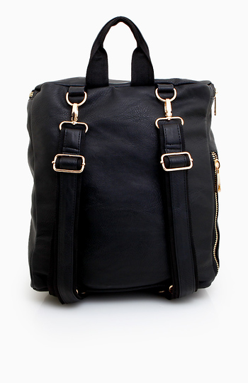 Studded Front Backpack in Black | DAILYLOOK