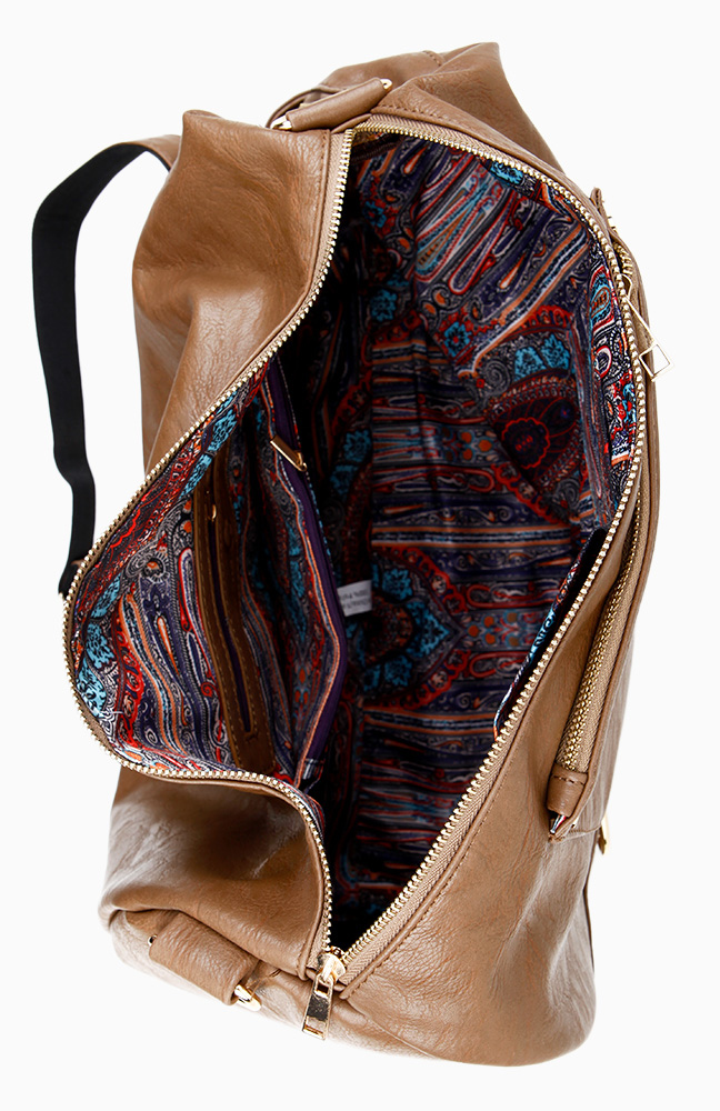 Double Front Pocket Backpack in Brown | DAILYLOOK