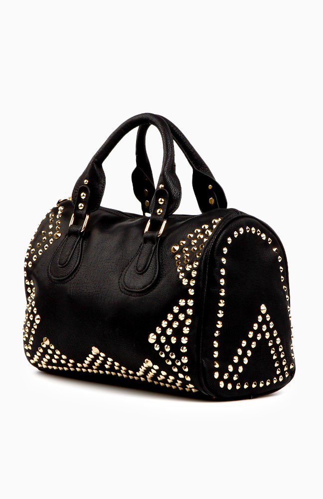 Side Cone Stud Bag in Black | DAILYLOOK