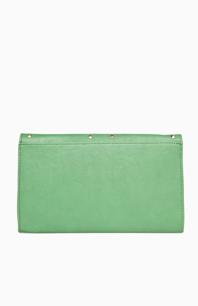 Sleek Studded Clutch in Green | DAILYLOOK