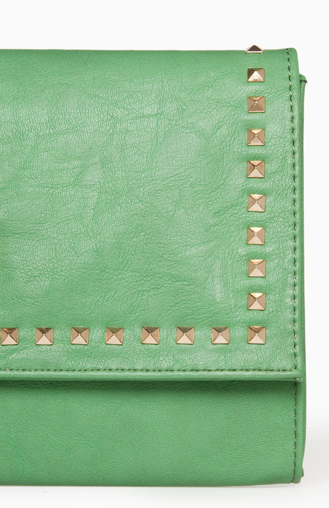 Sleek Studded Clutch in Green | DAILYLOOK
