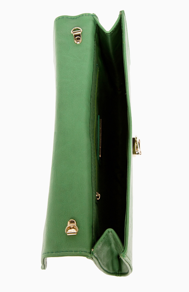 Sleek Studded Clutch in Green | DAILYLOOK