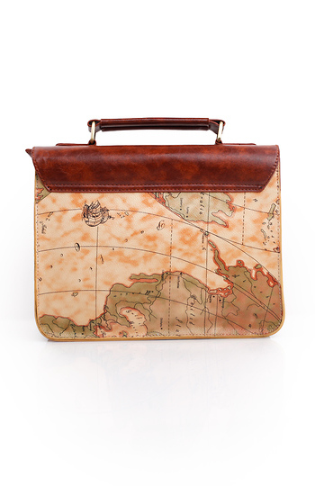 Vintage Map Crossbody Bag in Brown | DAILYLOOK