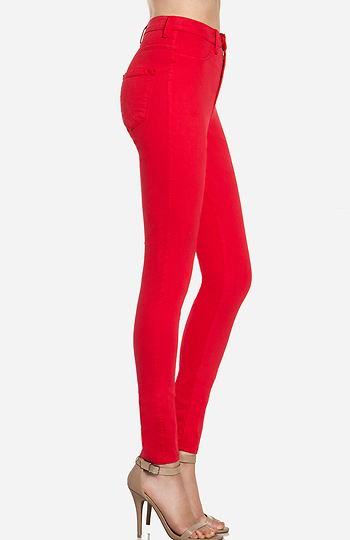 High Waist Skinnies in Red | DAILYLOOK