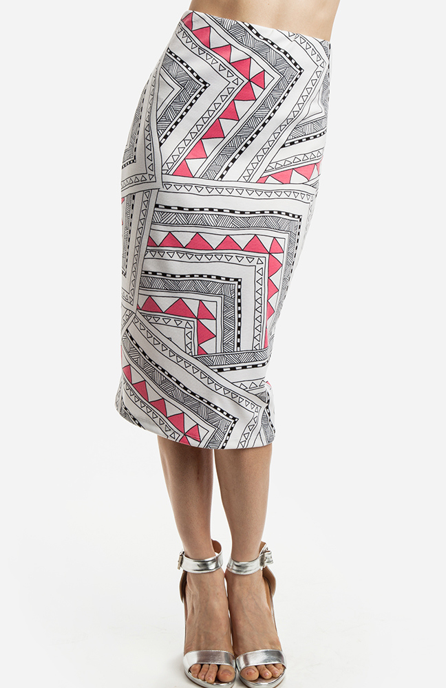 Love Triangle Midi Skirt in White | DAILYLOOK