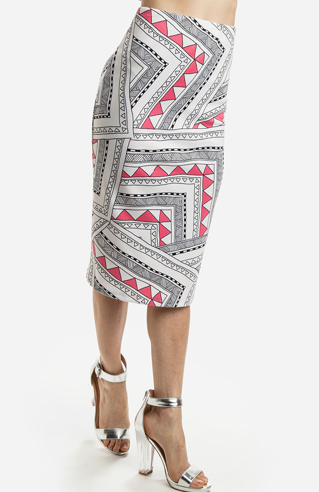 Love Triangle Midi Skirt in White | DAILYLOOK
