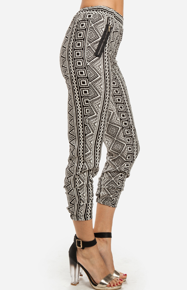Geometric Tribal Pants In Black White Dailylook