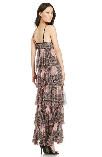 RAGA Sequined Ruffle Dress in Light Pink | DAILYLOOK