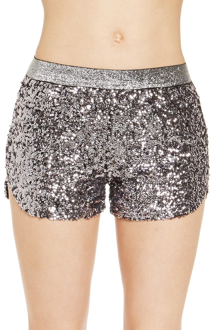 RAGA Sequined Shorts in Silver | DAILYLOOK