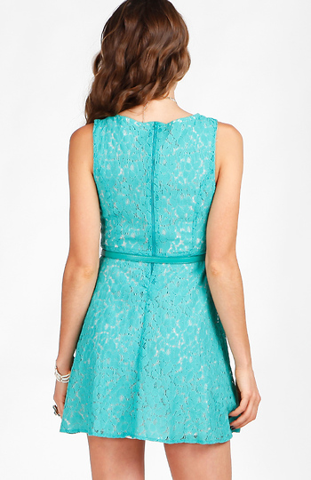 Embroidered Lace Frock in Teal | DAILYLOOK