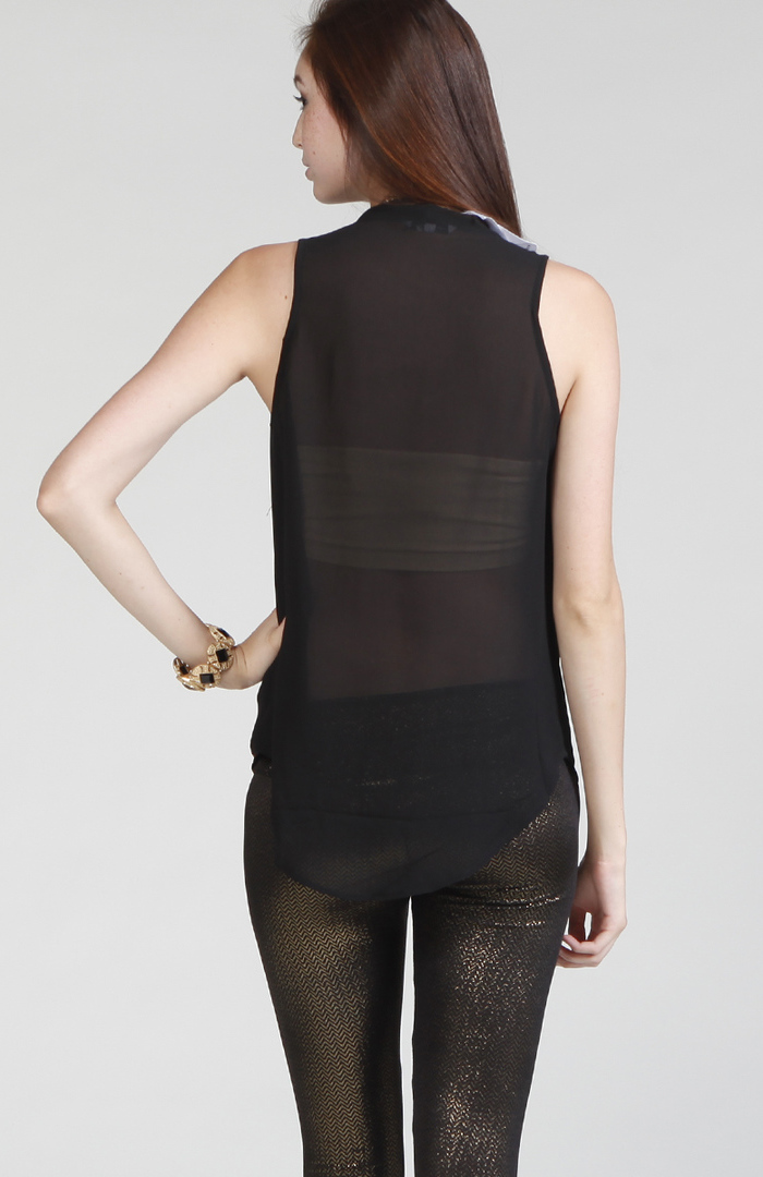 Sheer High Low Top in Black | DAILYLOOK