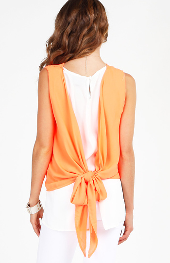 Split Back Drape Top in Orange | DAILYLOOK