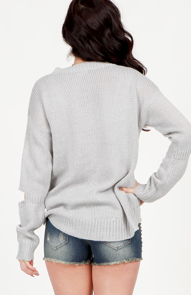Diamond Print Sweater in Heather Grey | DAILYLOOK