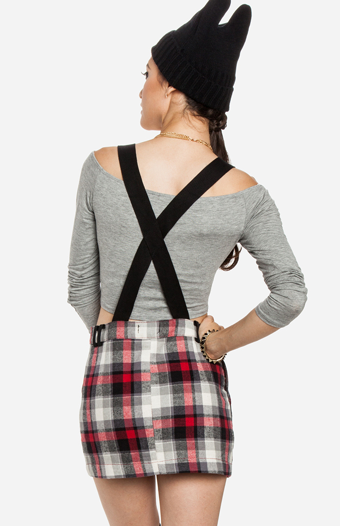 Flannel Overall Jumper in Red | DAILYLOOK