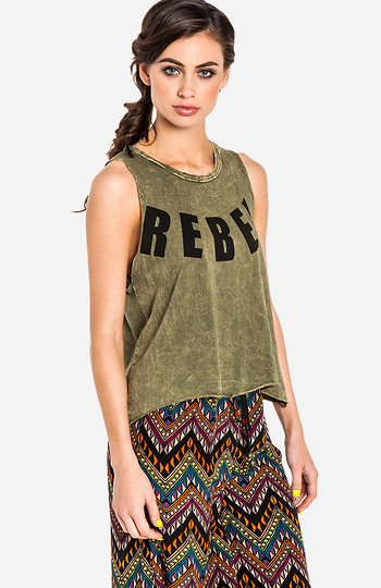 Rebel Tank Top in Olive | DAILYLOOK