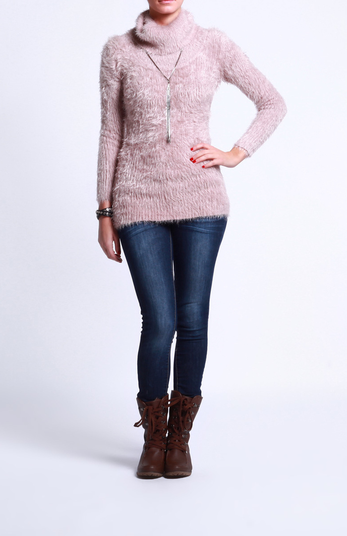 Furry Long Sleeve Turtle Neck Sweater by Freeloader