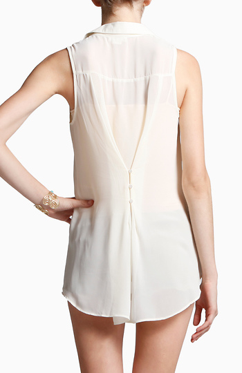 Button Down Top with Back Buttons in Ivory | DAILYLOOK
