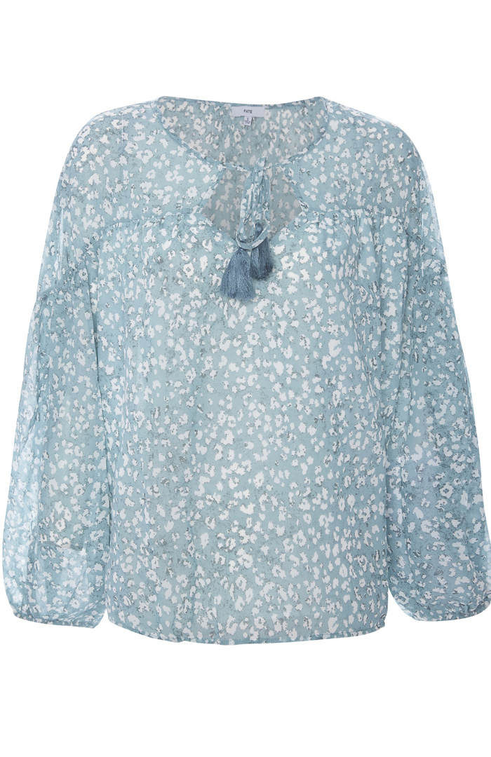 Long Sleeve Floral Blouse in Light Blue Multi | DAILYLOOK